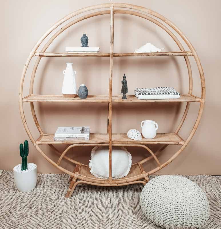 Large Rattan MOON Bookcase – BohoBara NZ