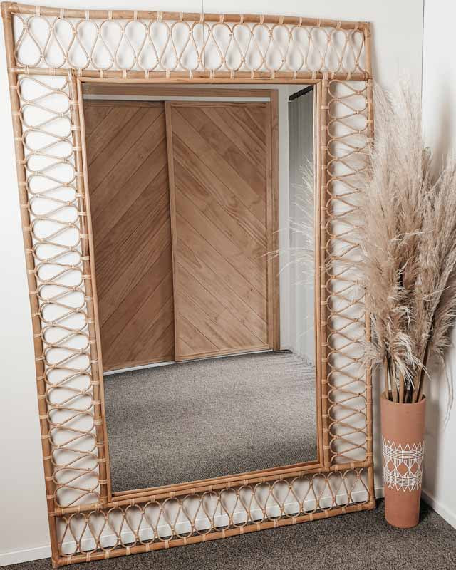 Rattan PANAMA Large Standing Mirror – Boho Bara